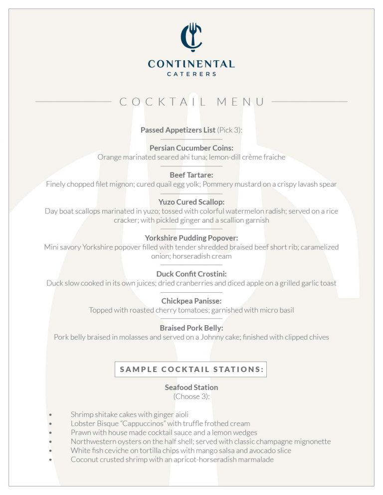 Menus - Continental