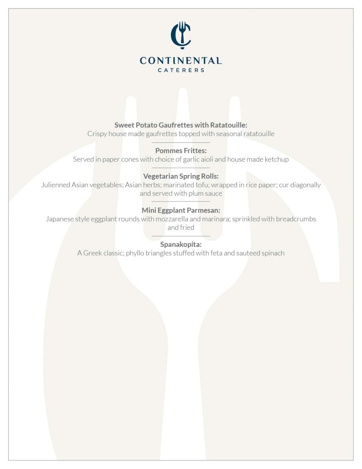 Menus - Continental