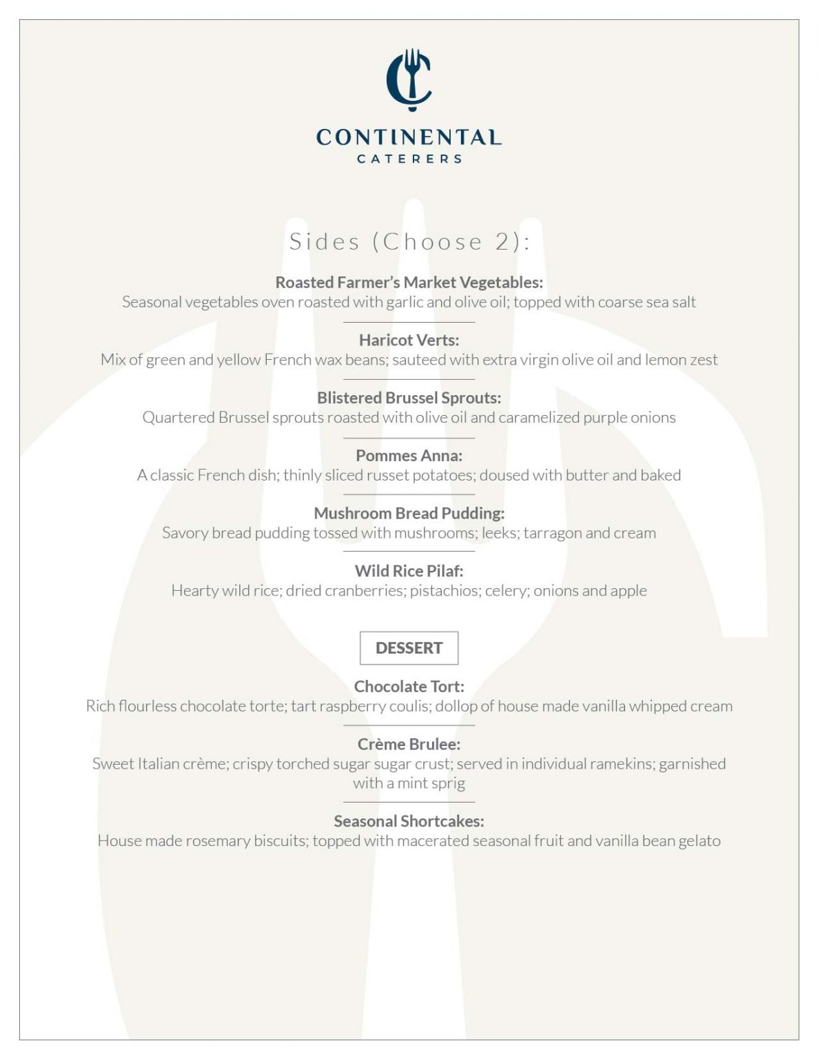 Menus - Continental