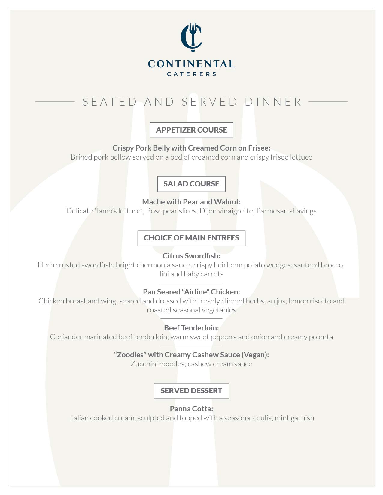 Menus Continental Menus Continental